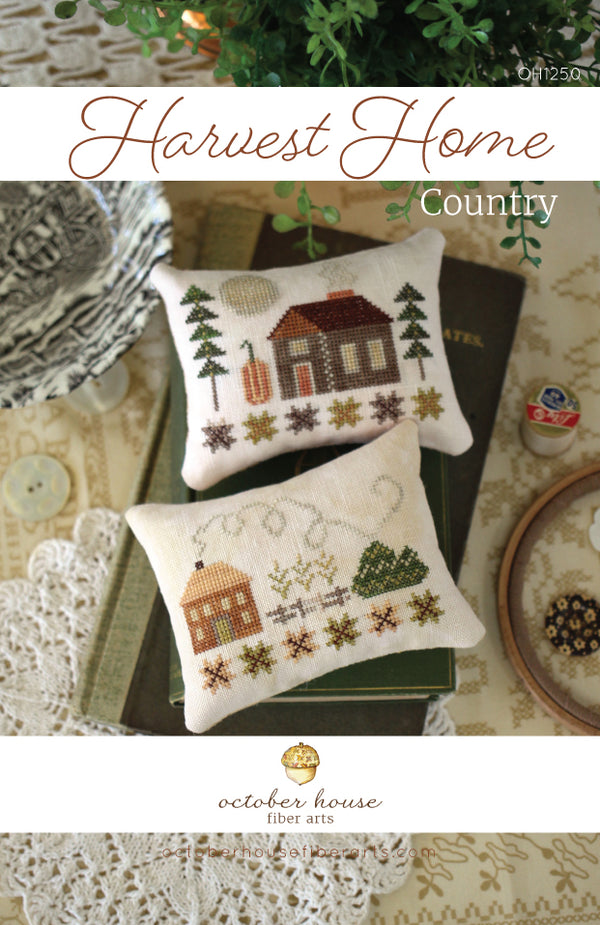 Harvest Home COUNTRY - Cross Stitch Pattern - October House Fiber Arts